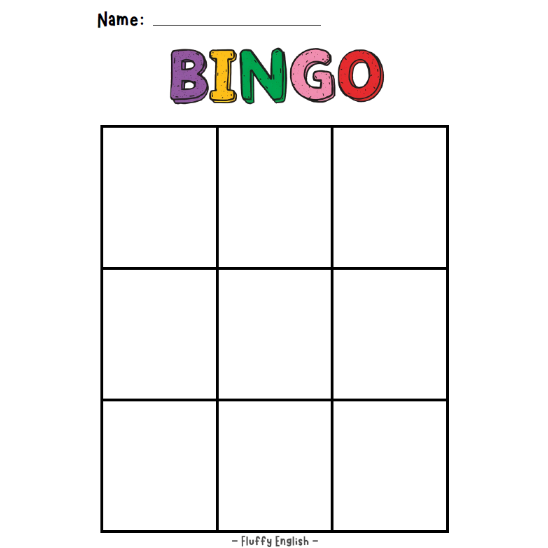 BINGO Sheet -3x3ビンゴシート- | Fluffy English
