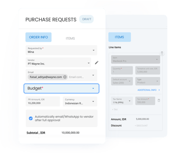 Create purchase requests, purchase quotes, and purchase orders with Peakflo