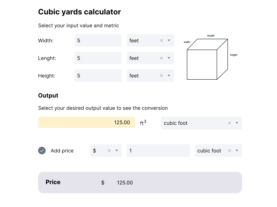 Calculate Cubic Yards - ConvertCalculator