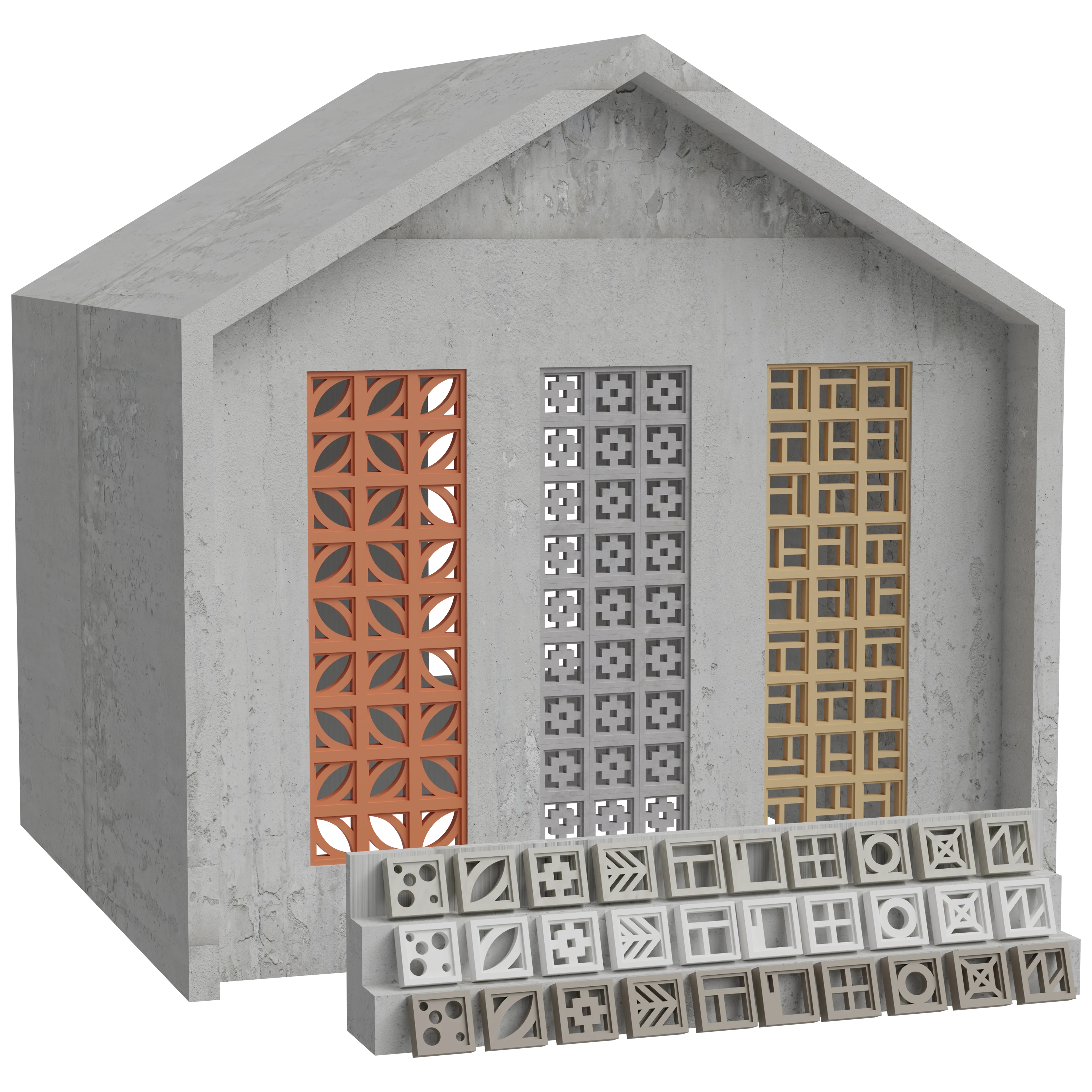 Structure with Brick Jali 3D Model - A23D