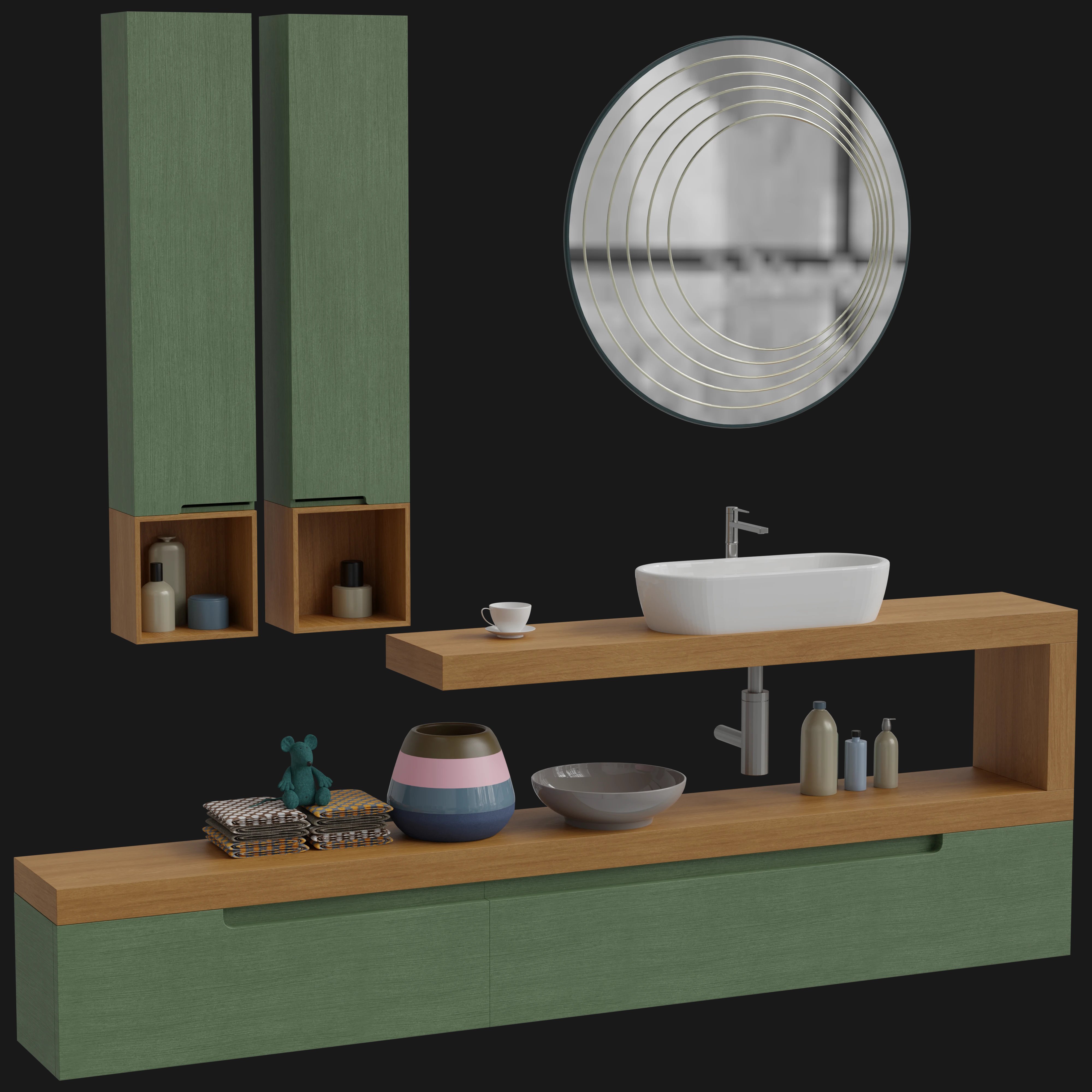 Single Bowl Basin Cabinet 3D Model - A23D