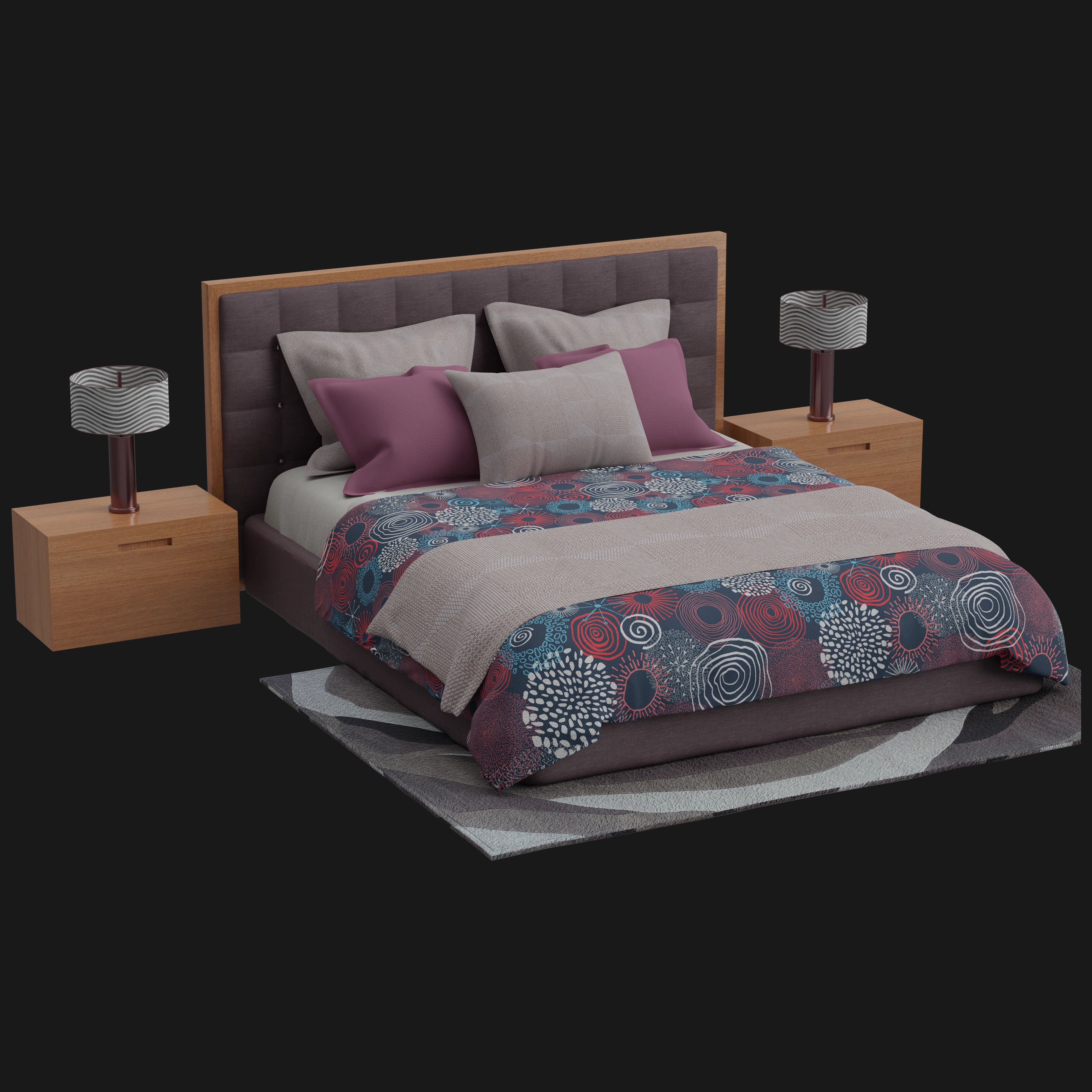 Double Bed 3D Model - A23D