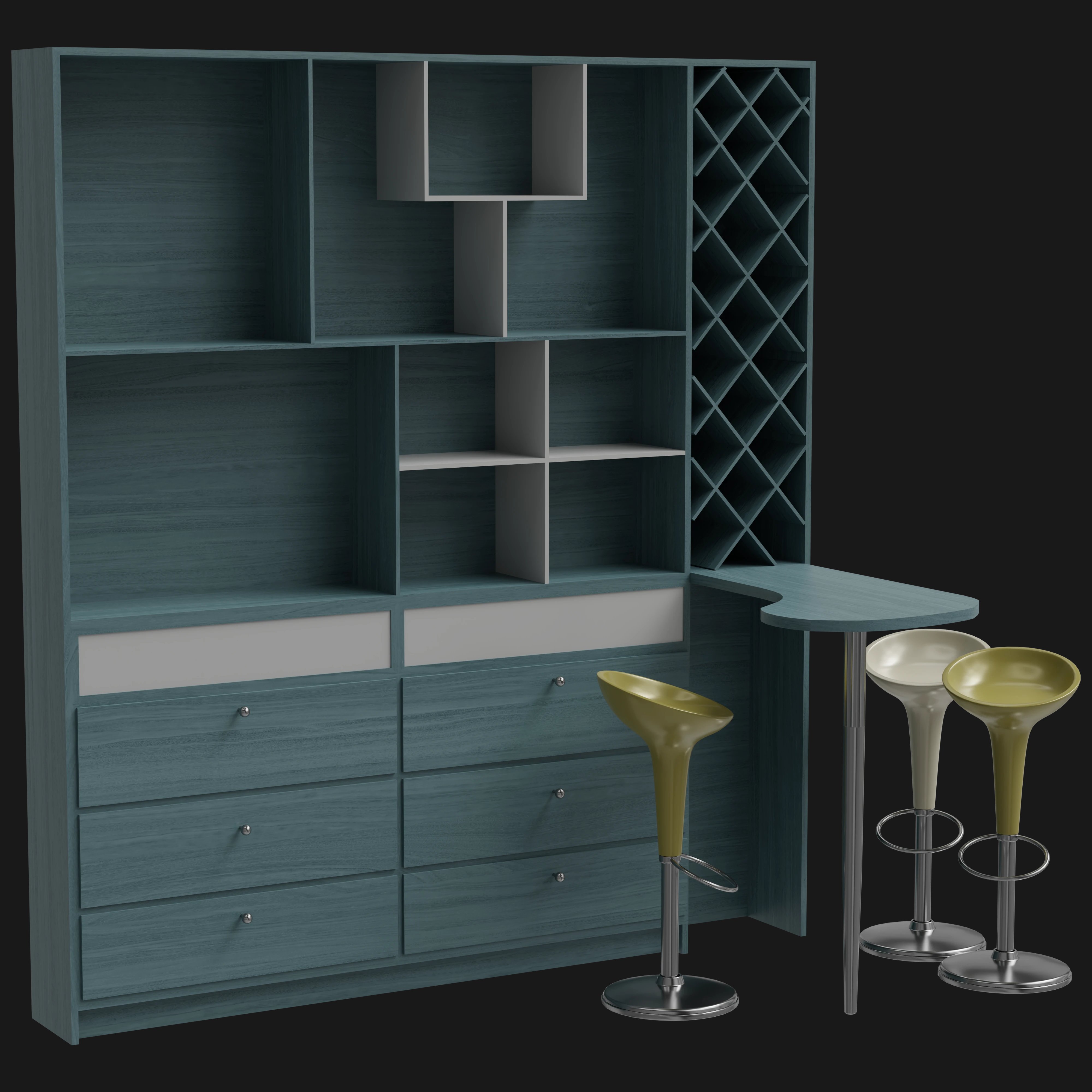 Bar Counter with Cabinet 3D Model - A23D