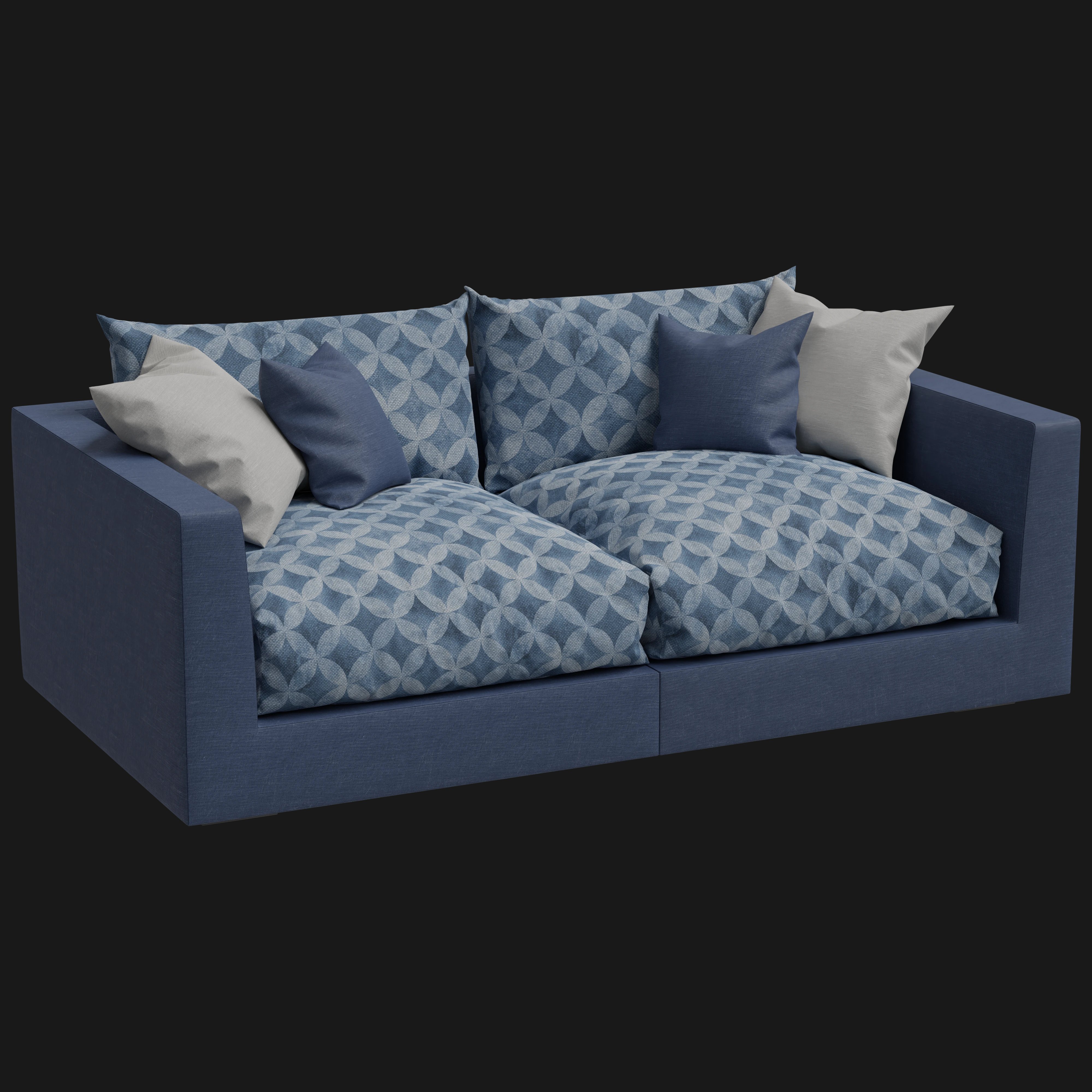 Twin Seater Upholstered Sofa Chair 3D Model - A23D