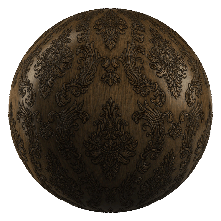 Wood Ornamental Carving PBR Texture - A23D