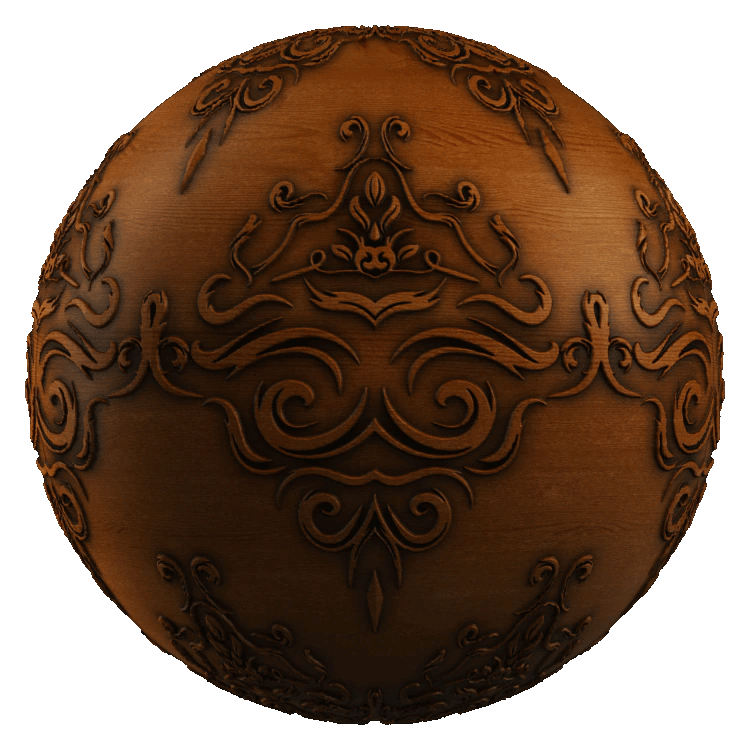 Wood Ornamental Carving PBR Texture - A23D