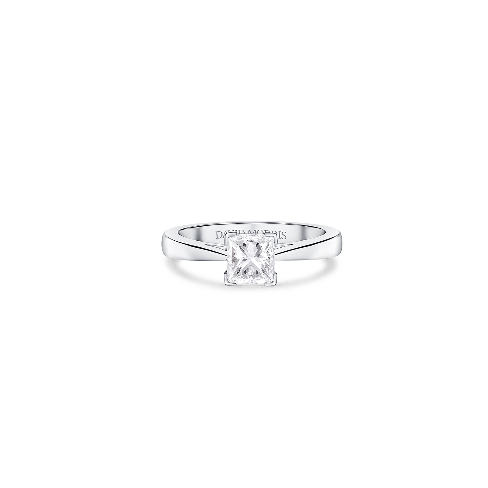 Solitaire Princess Cut Diamond Engagement Ring - David Morris