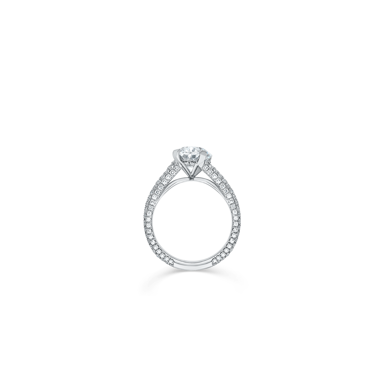 Oval split band white diamond engagement ring - David Morris