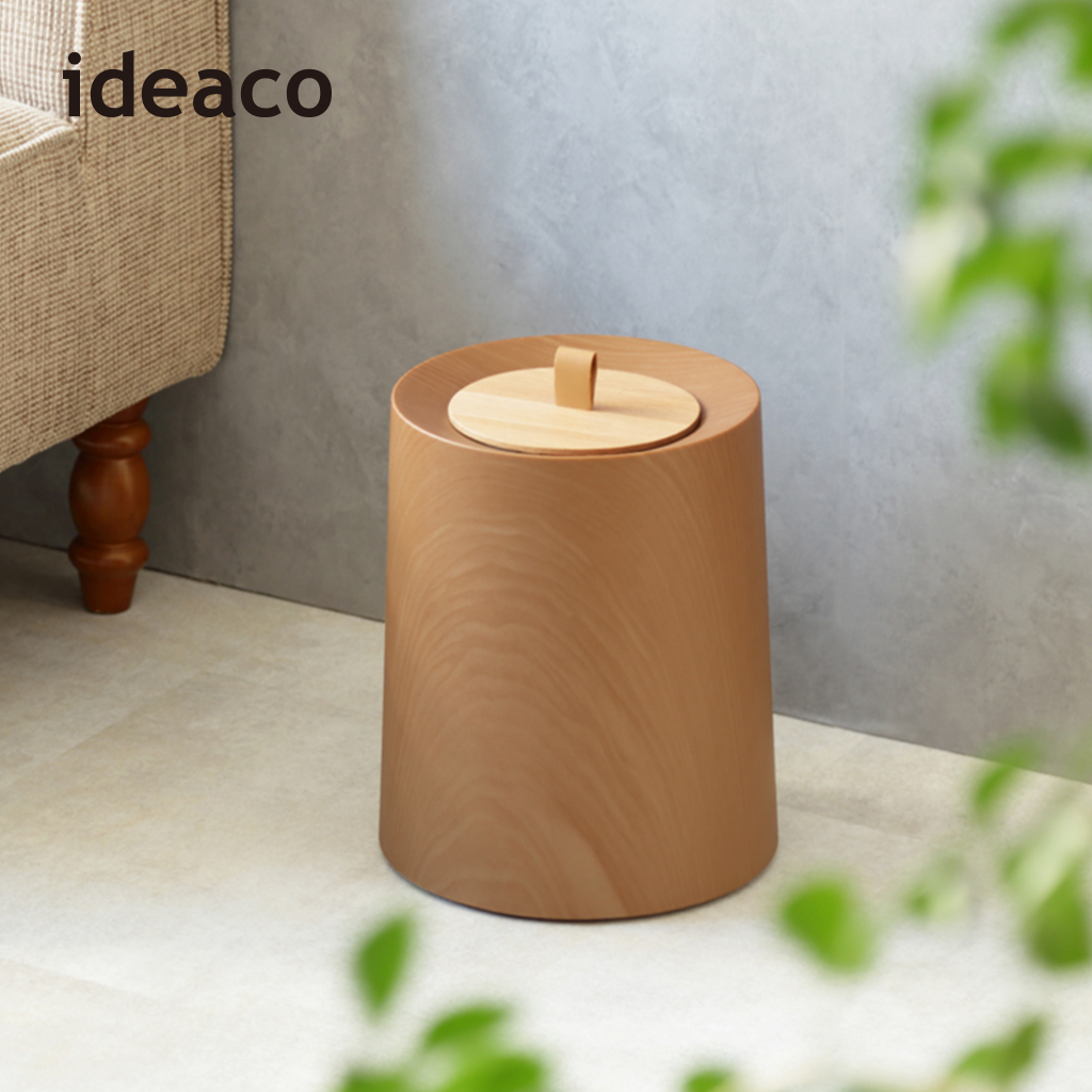 【日本ideaco】柚木紋家用垃圾桶-11.4L(附專用原木蓋) | nicegoods 生活好東西