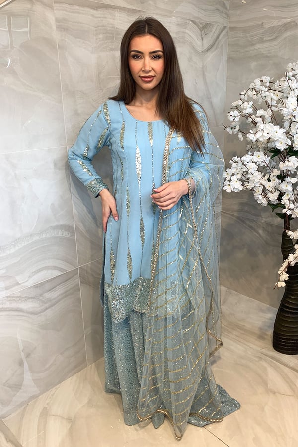 3 Piece georgette embroidered suit