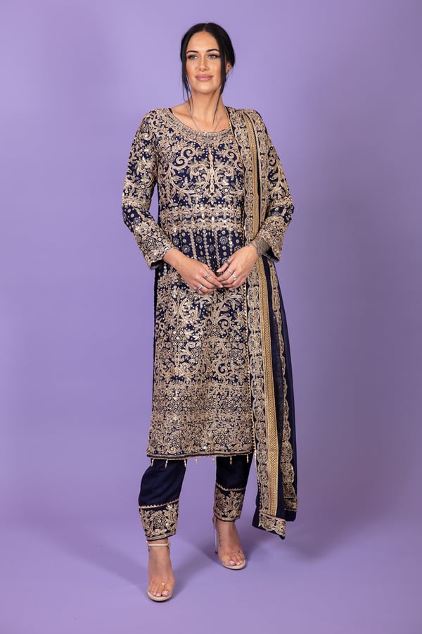 3 Piece luxury dori work embroidered suit