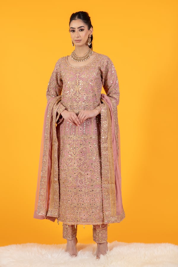 3 Piece luxury dori work embroidered suit