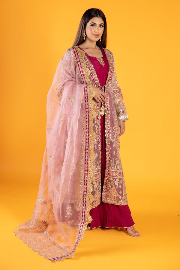 Shiffonz 3 piece jacket style embroidered suit