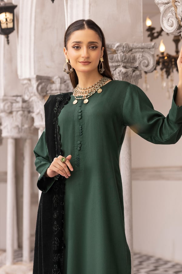 Sapna collection 3 piece dhanak suit with laser cut shawl