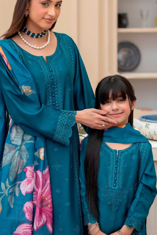 Laila kids 3 piece embroidered mother and daughter collection