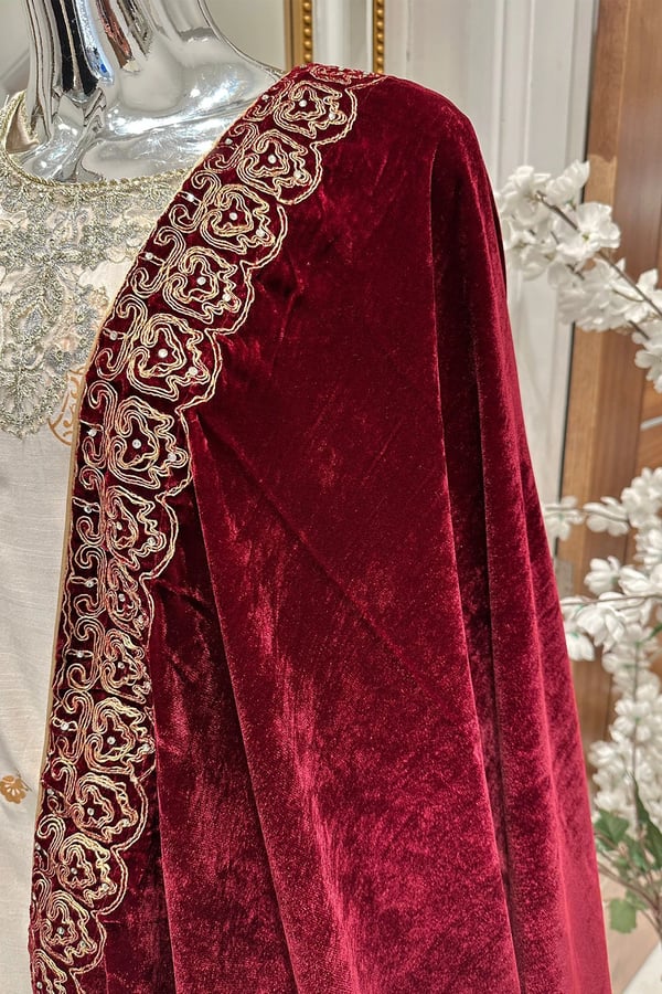 Velvet luxe embroidered shawl