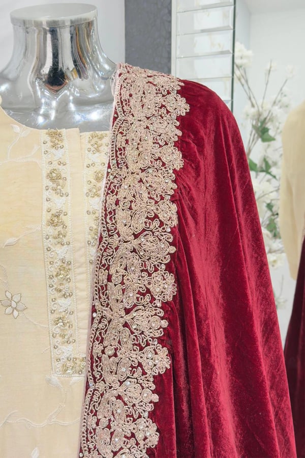 Velvet embroidered luxe shawl