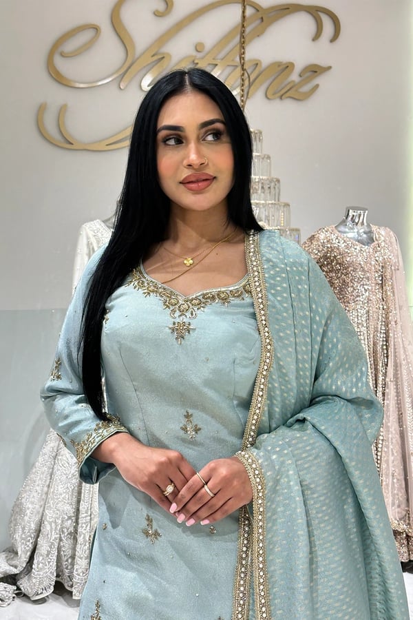Shiffonz 3 piece embroidered lux sharara suit