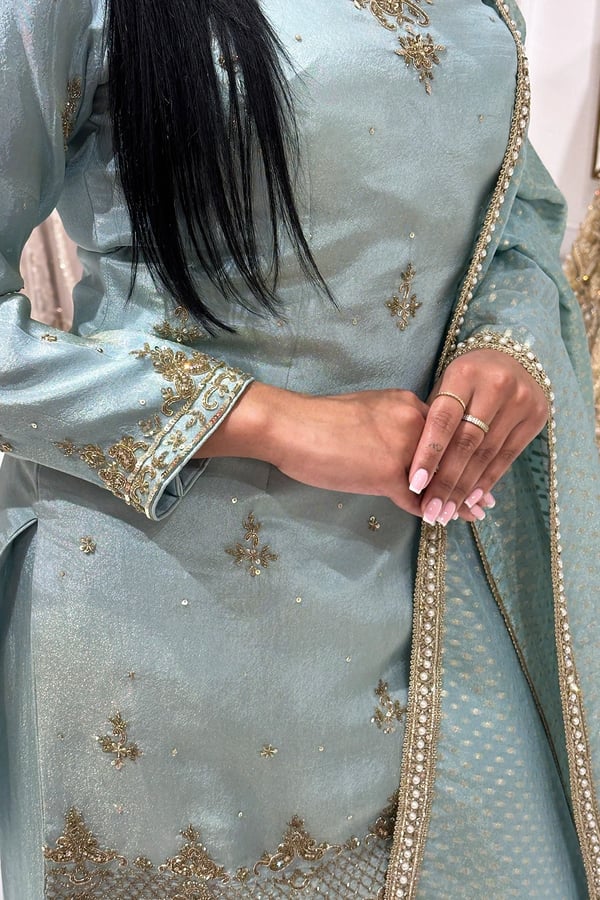 Shiffonz 3 piece embroidered lux sharara suit