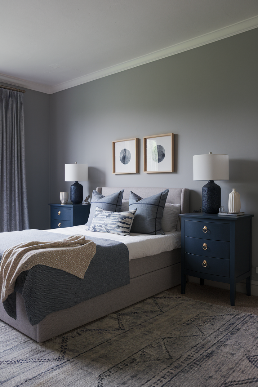 25 Dreamy Navy Blue and Grey Bedroom Ideas You'll Fall in Love With