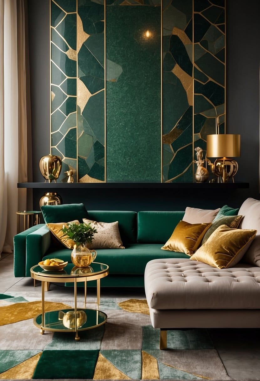 27 Stunning Green and Gold Living Room Combinations
