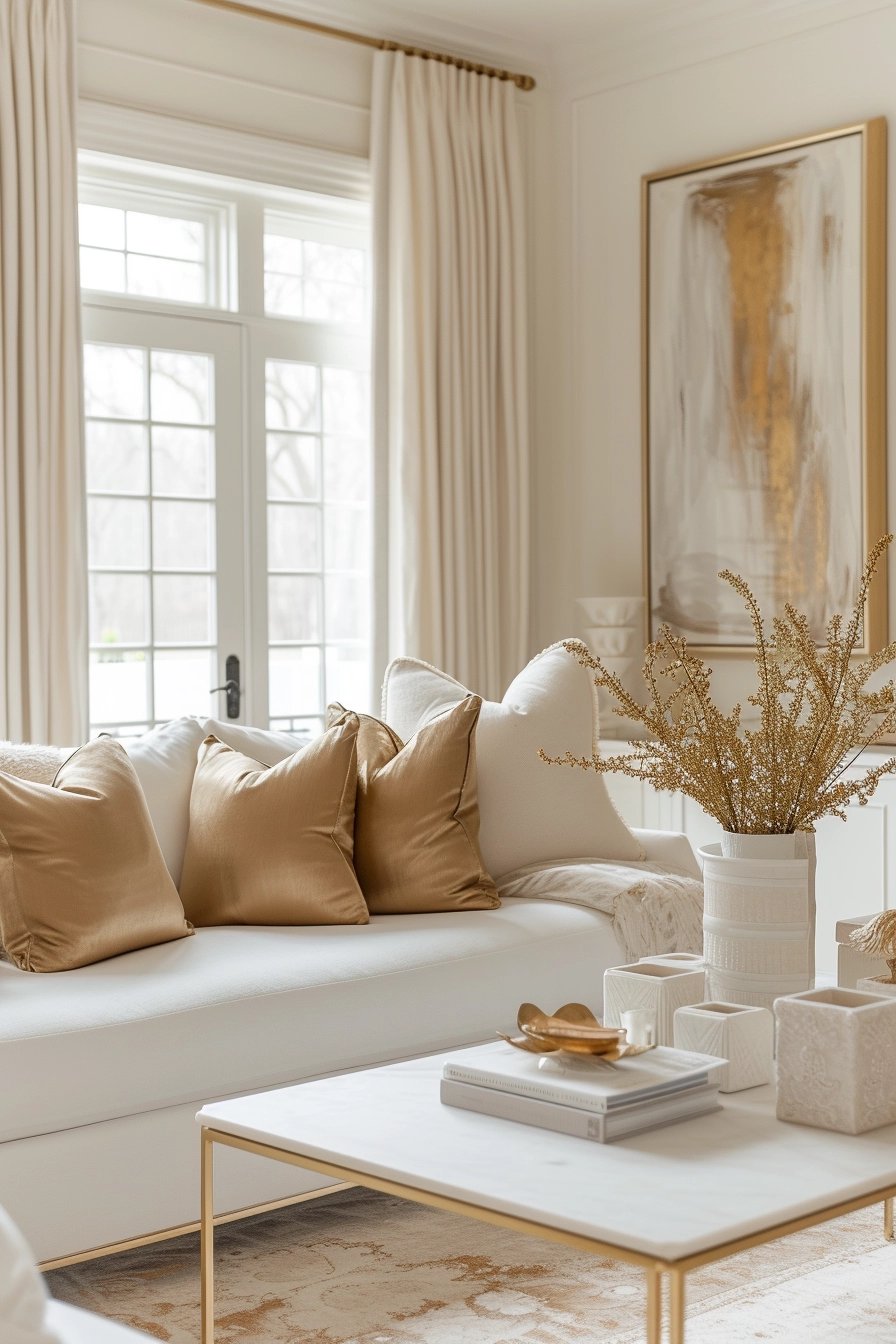 25 Stunning White and Gold Living Room Ideas to Glam Up Your Space!
