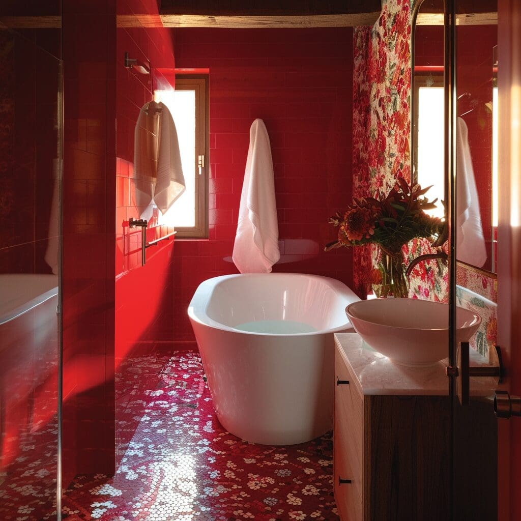 24 Red Bathroom Ideas That'll Make You Never Want To Leave This Room Again