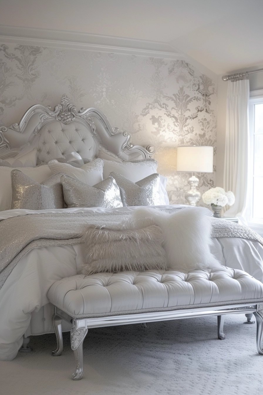 25 White and Silver Bedroom Ideas for a Soothing Space
