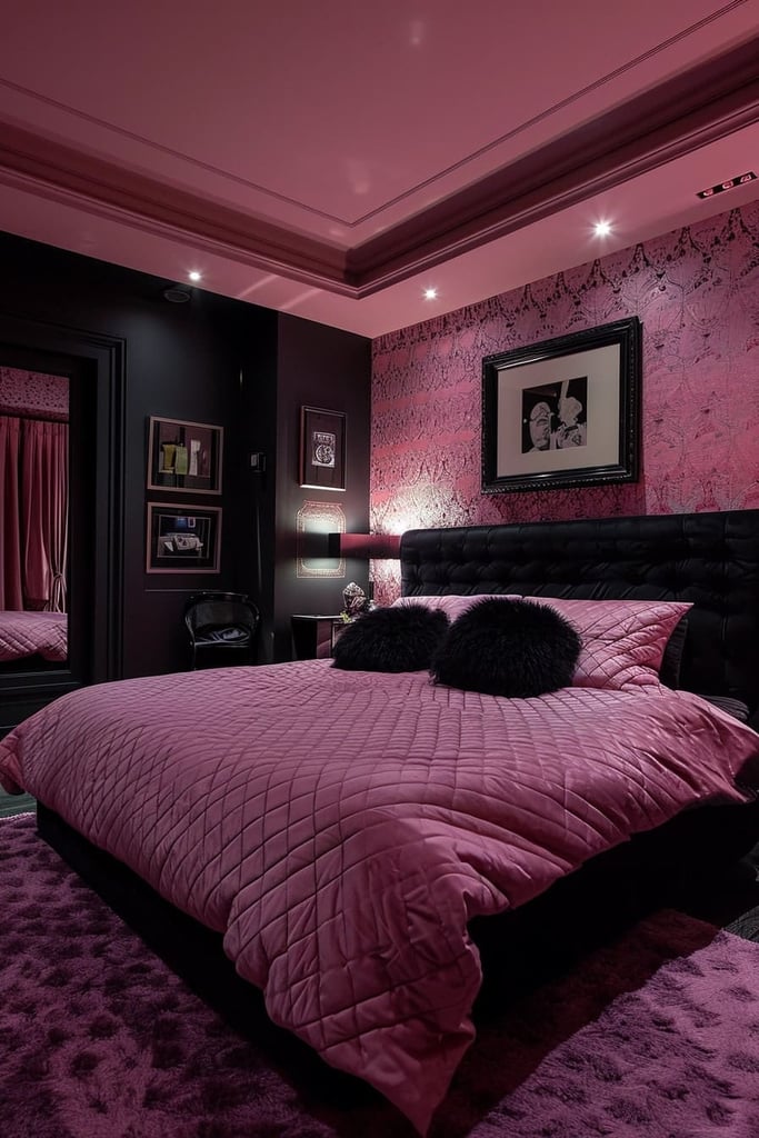 25 Edgy and Chic Pink and Black Bedroom Ideas