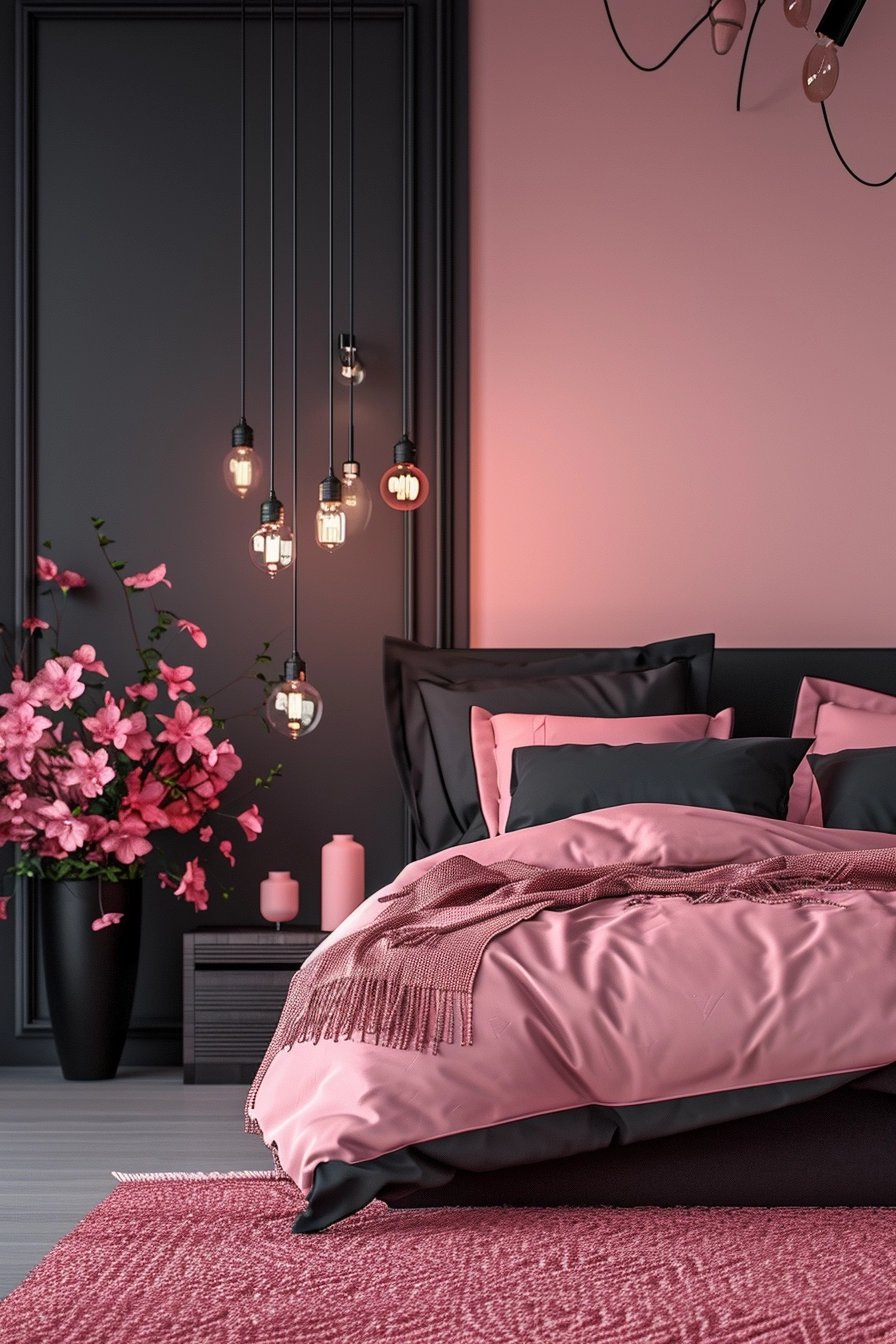 25 Edgy and Chic Pink and Black Bedroom Ideas