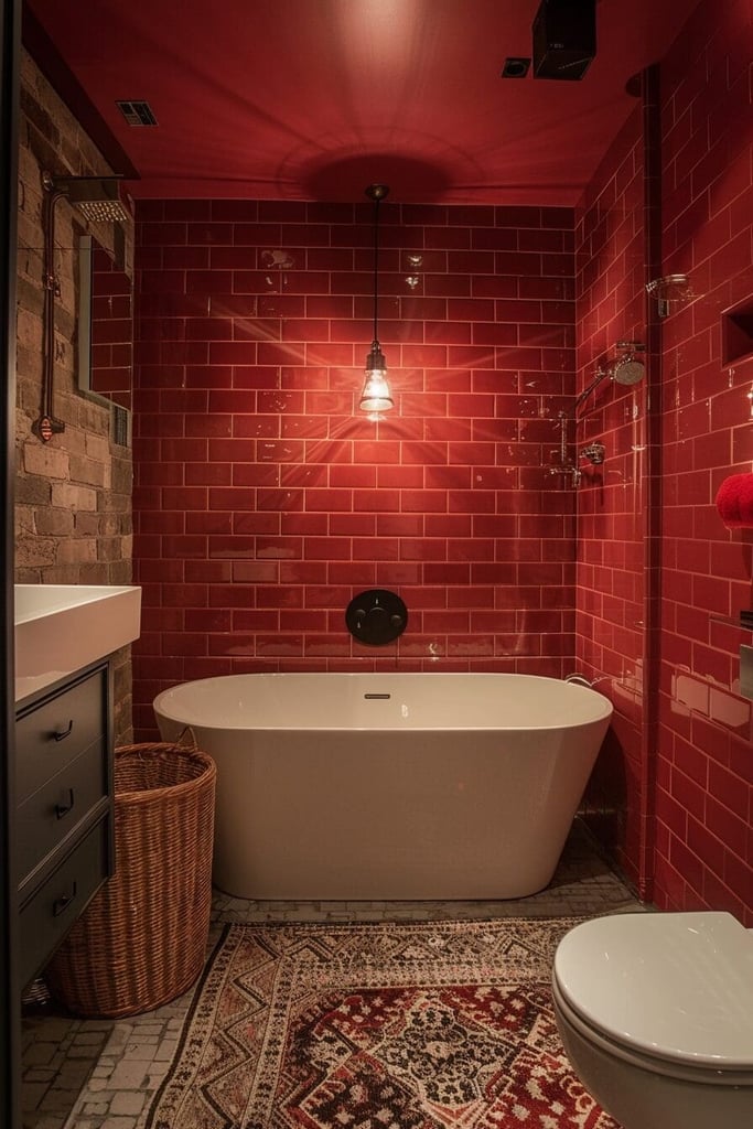 24 Red Bathroom Ideas That'll Make You Never Want To Leave This Room Again