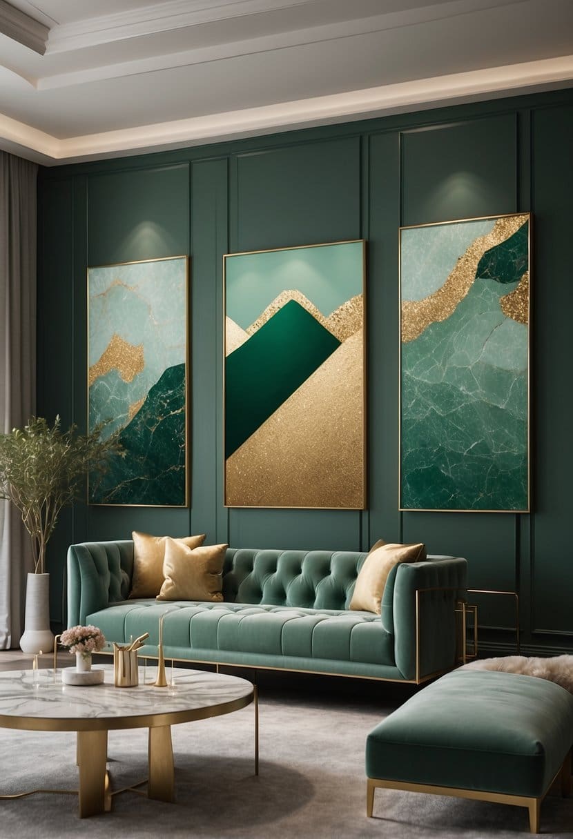 27 Stunning Green and Gold Living Room Combinations