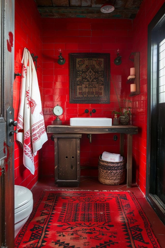 24 Red Bathroom Ideas That'll Make You Never Want To Leave This Room Again