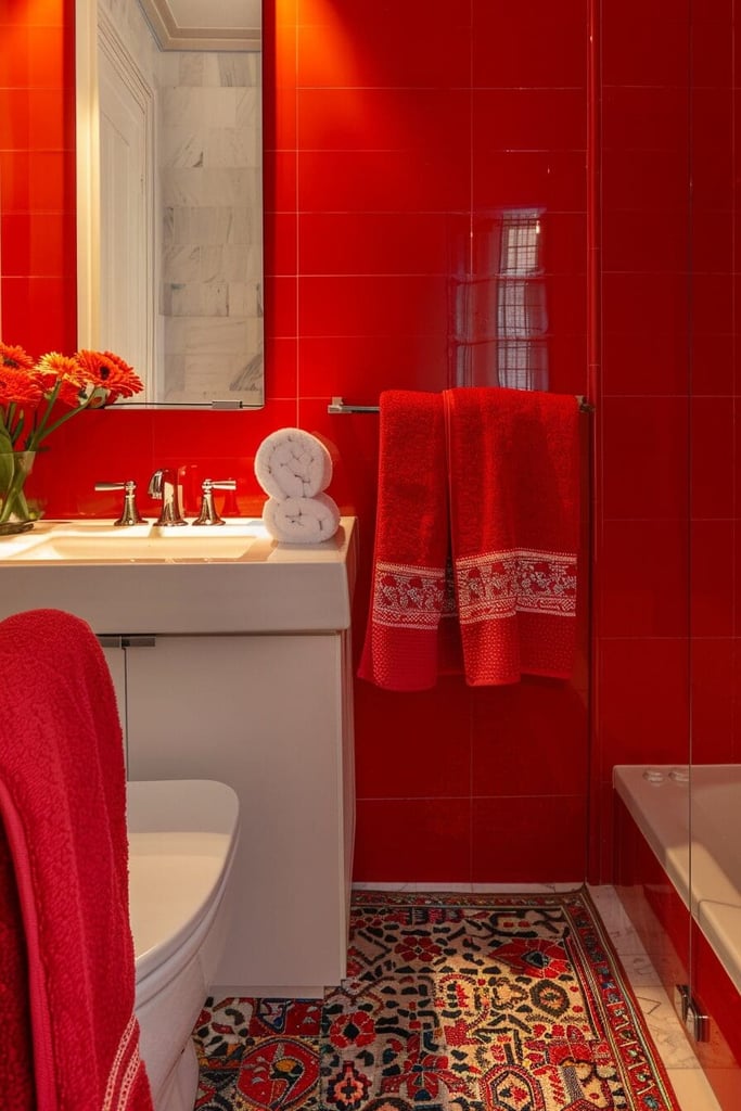 24 Red Bathroom Ideas That'll Make You Never Want To Leave This Room Again