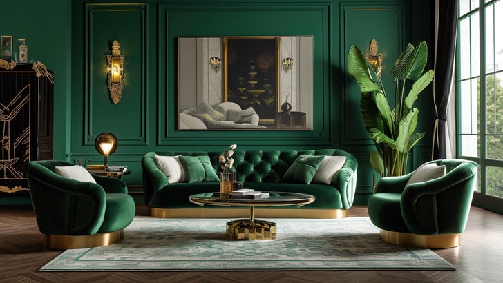 27 Stunning Green and Gold Living Room Combinations