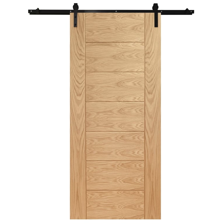 Oak Internal Fully Finished Pedrena 7 Panel Track Sliding Door (116374)