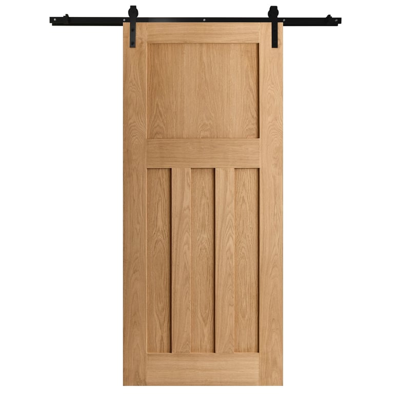 Oak Internal Unfinished 1930's DX 4 Panel Track Sliding Door (116379)