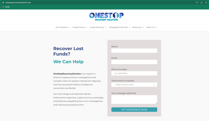 OneStopRecoverySolution Scam Warning - Cybertrace™