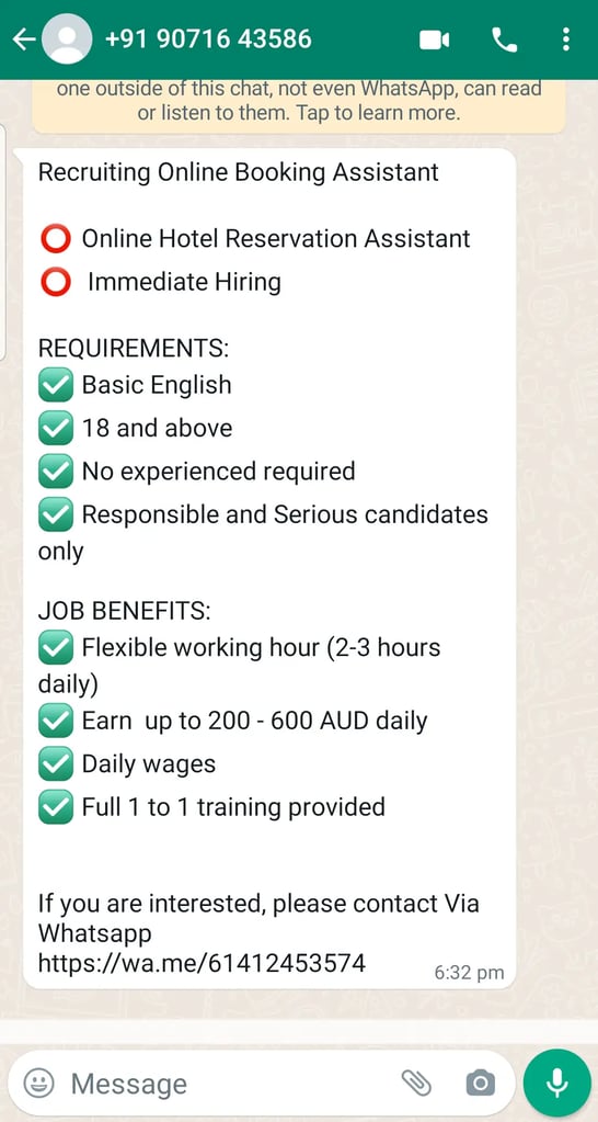 Online Booking Assistant Scam - Cybertrace™