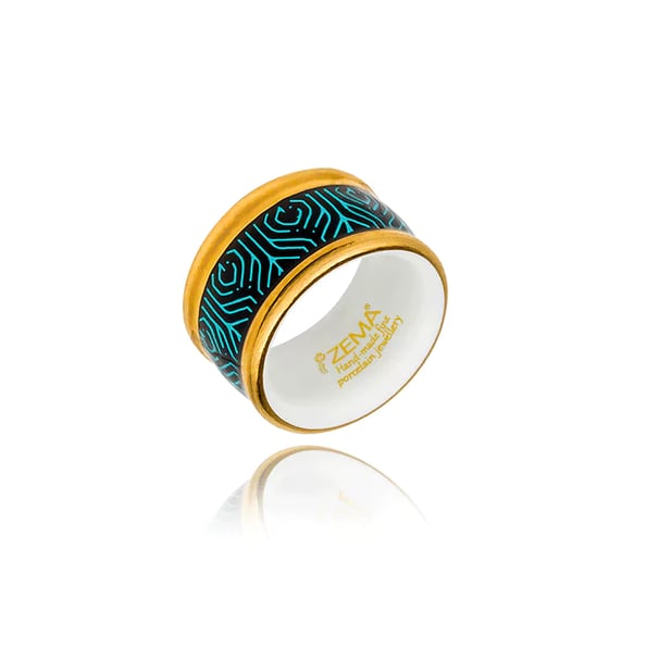 Dubai Black-Turquoise-Gold Ring - ZEMA Jewels