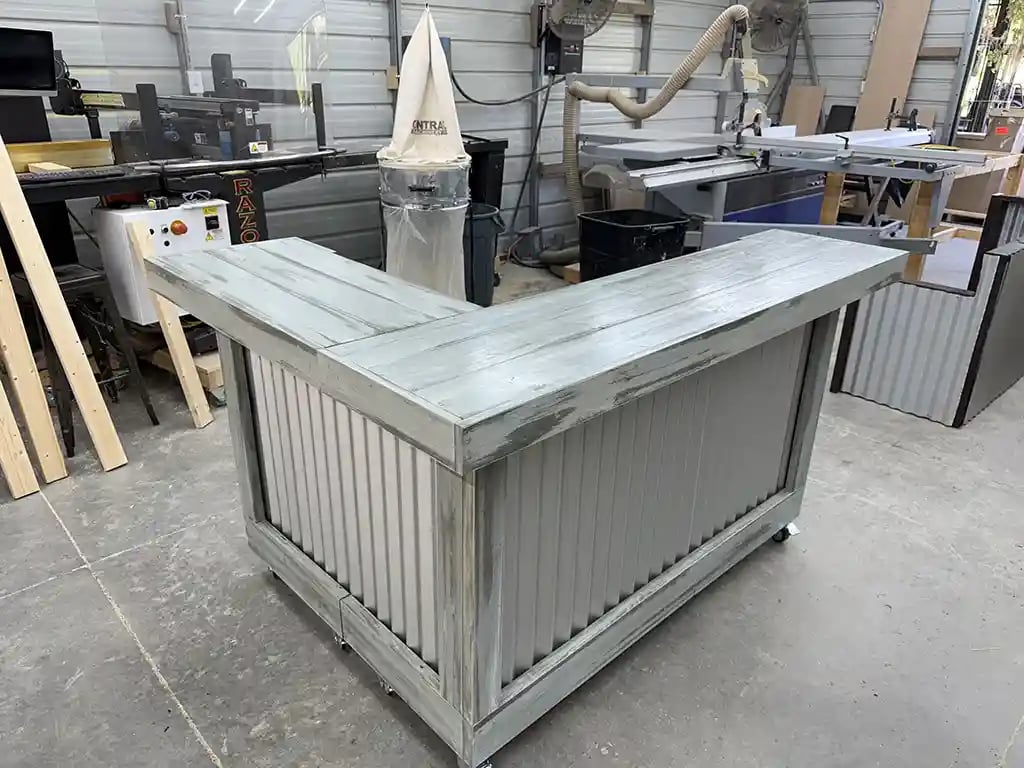 Metal Kitchen L Shape Covered Patio Home Bar - foo-BARS