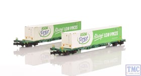 377-368PRE Graham Farish N Gauge Intermodal Bogie Wagons With 'ASDA ...