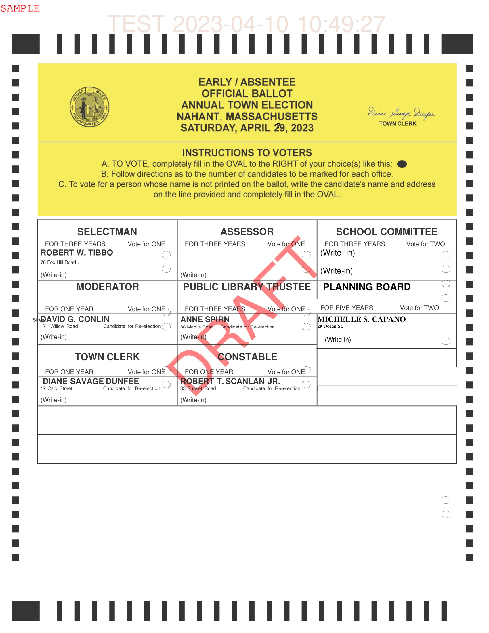 Town Elections – Town of Nahant, Massachusetts