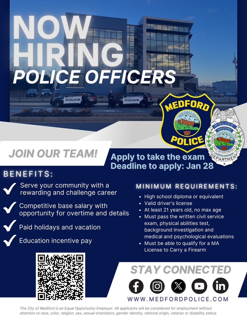 Now Hiring Police Officers – Medford Police Department