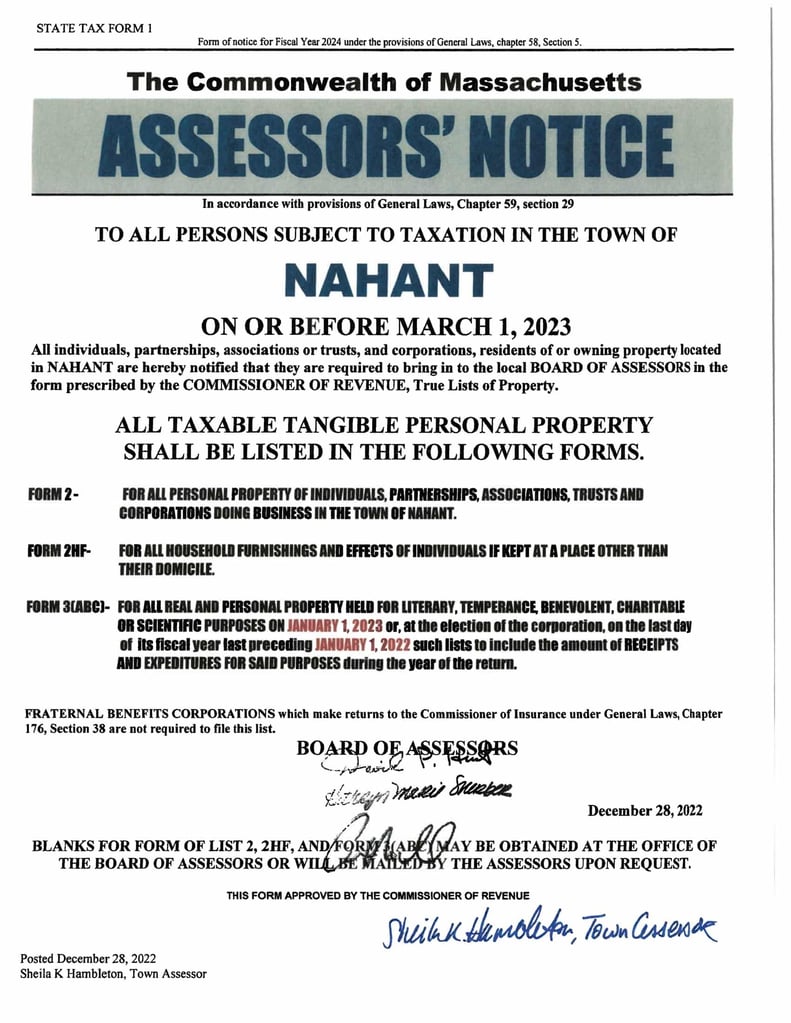 Town Assessor – Town of Nahant, Massachusetts
