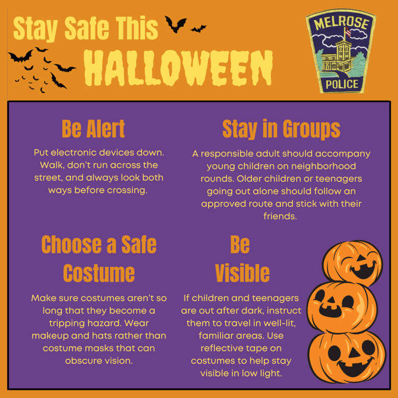 Melrose Police Department Shares Tips to Stay Safe This Halloween ...