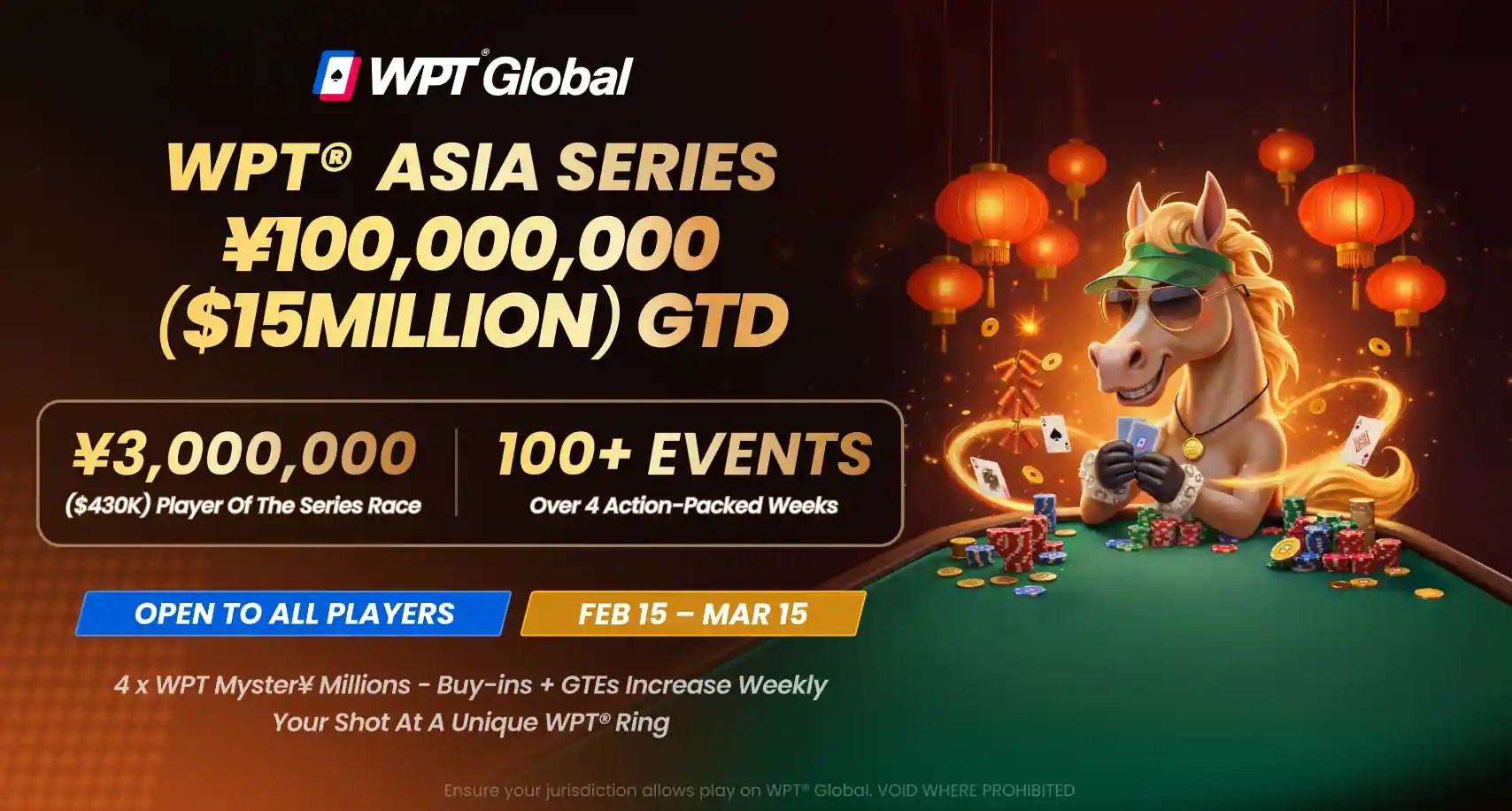 WPT® Asia Series 2026: ¥100M GTD & First WPT® Rings