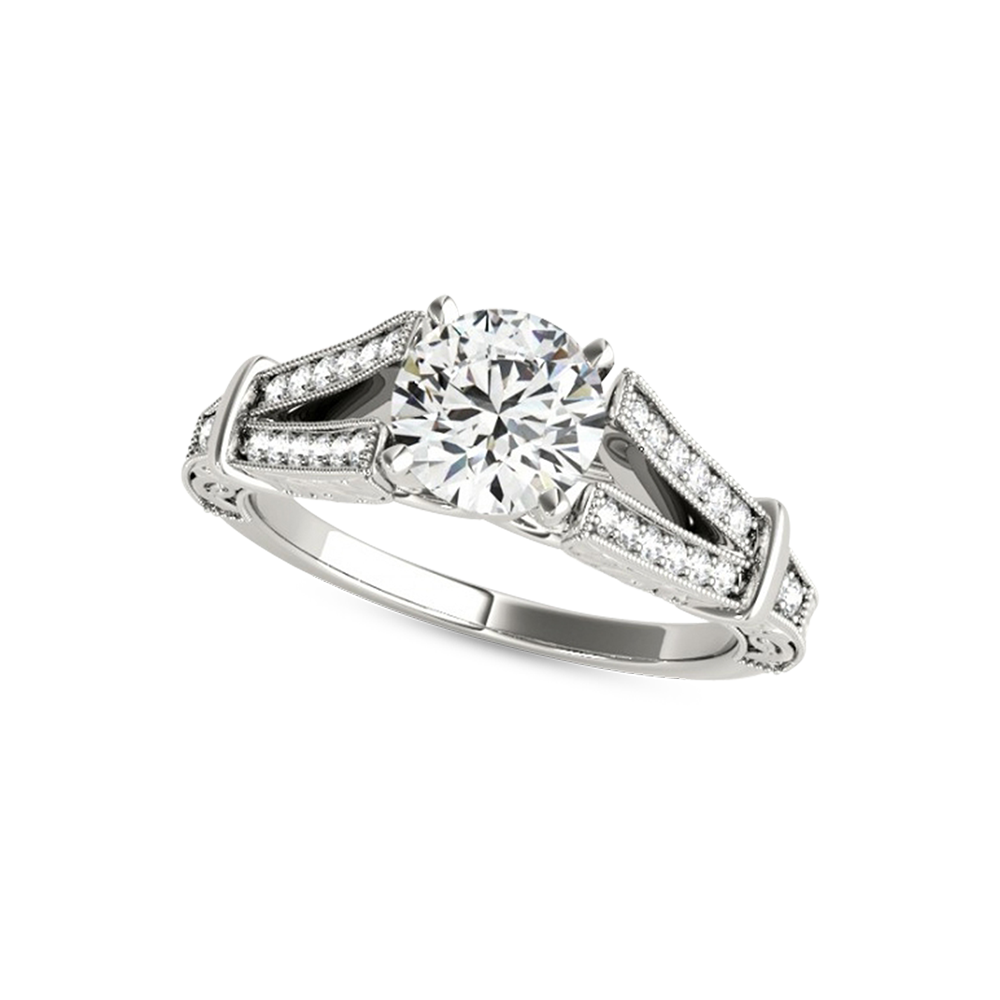 Round Moissanite Pave Channel Set Engagement Ring - 1.45tcw - Venazia ...