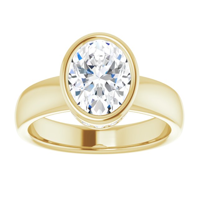 2.33 Tcw Oval Lab-Grown GH/VS2+ Bezel Solitaire Engagement Ring 14K ...