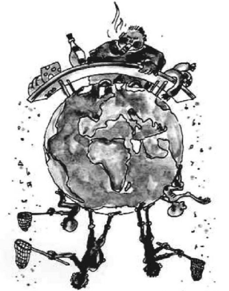 A charge, a seguir, tenta ironizar as atuais relações socioe...